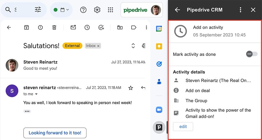 Pipedrive Gmail add-on - Knowledge Base | Pipedrive